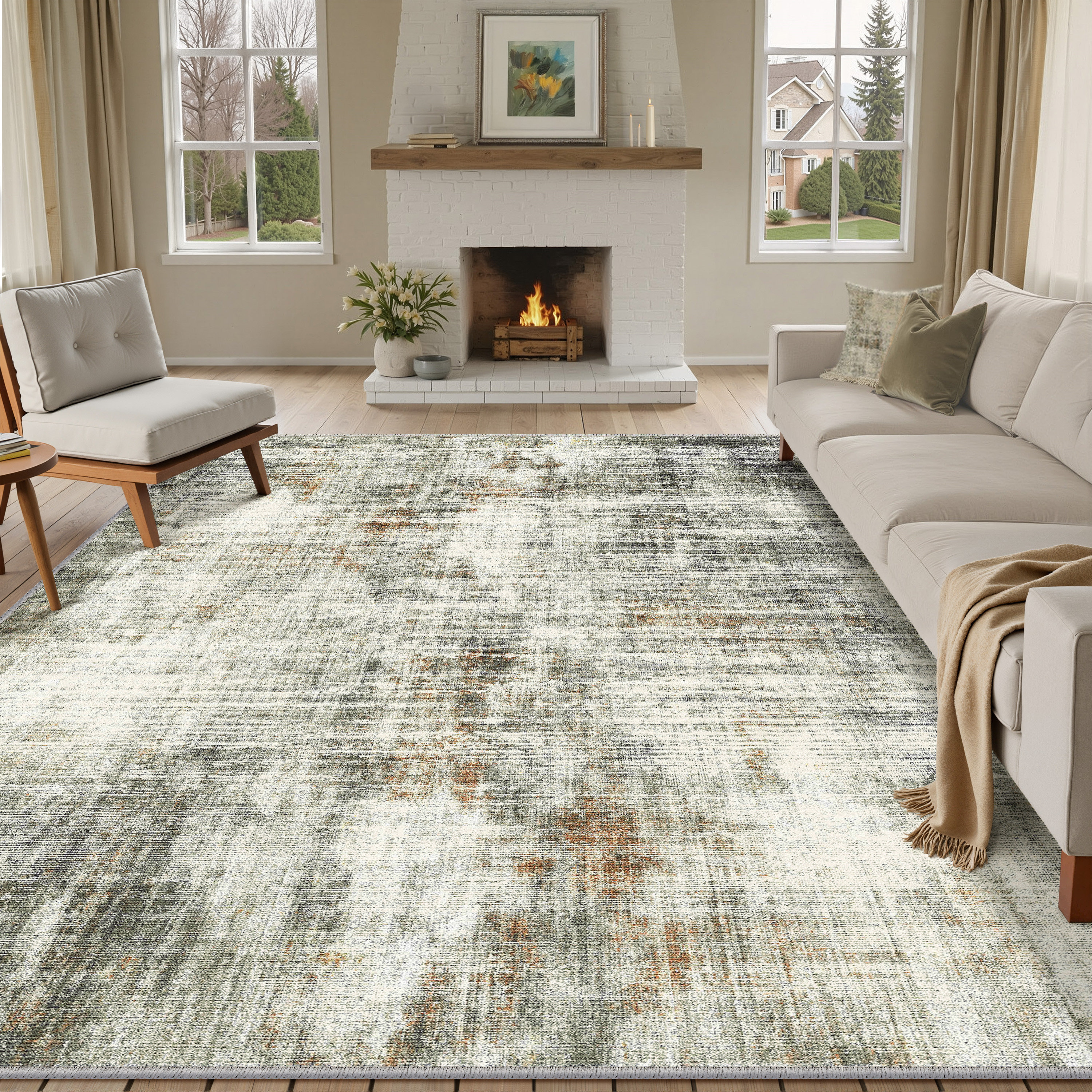 17 Stories Asher Modern Abstract Machine Washable Area Rug With Non ...