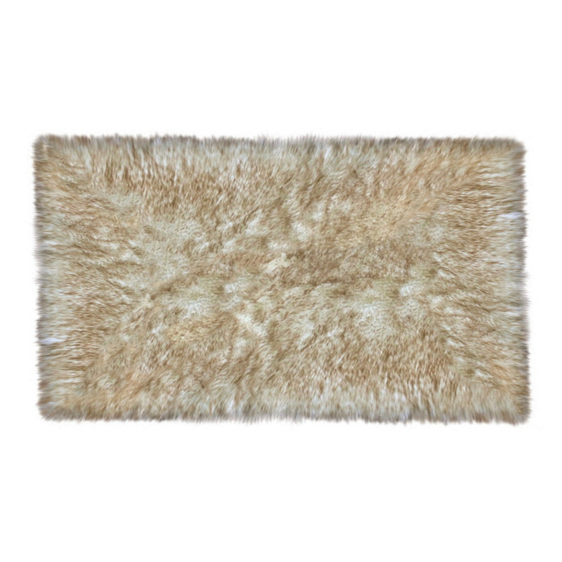 Everly Quinn Mar Vista Eternity Shag Faux Sheepskin Rug In White/Brown ...