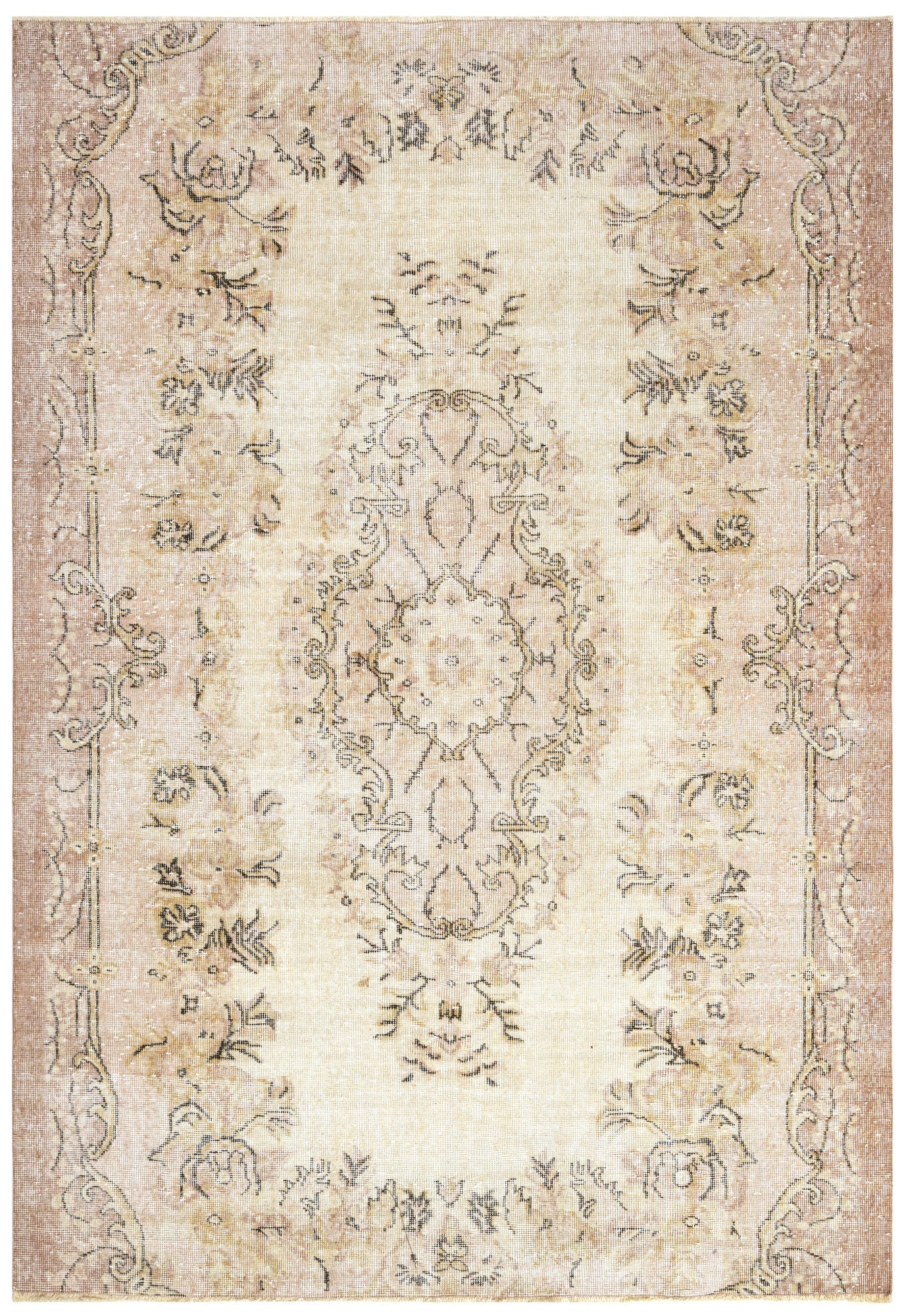 Lofy Vintage Cream Oriental Wool And Cotton Handmade Area Rug 192 X 295 ...