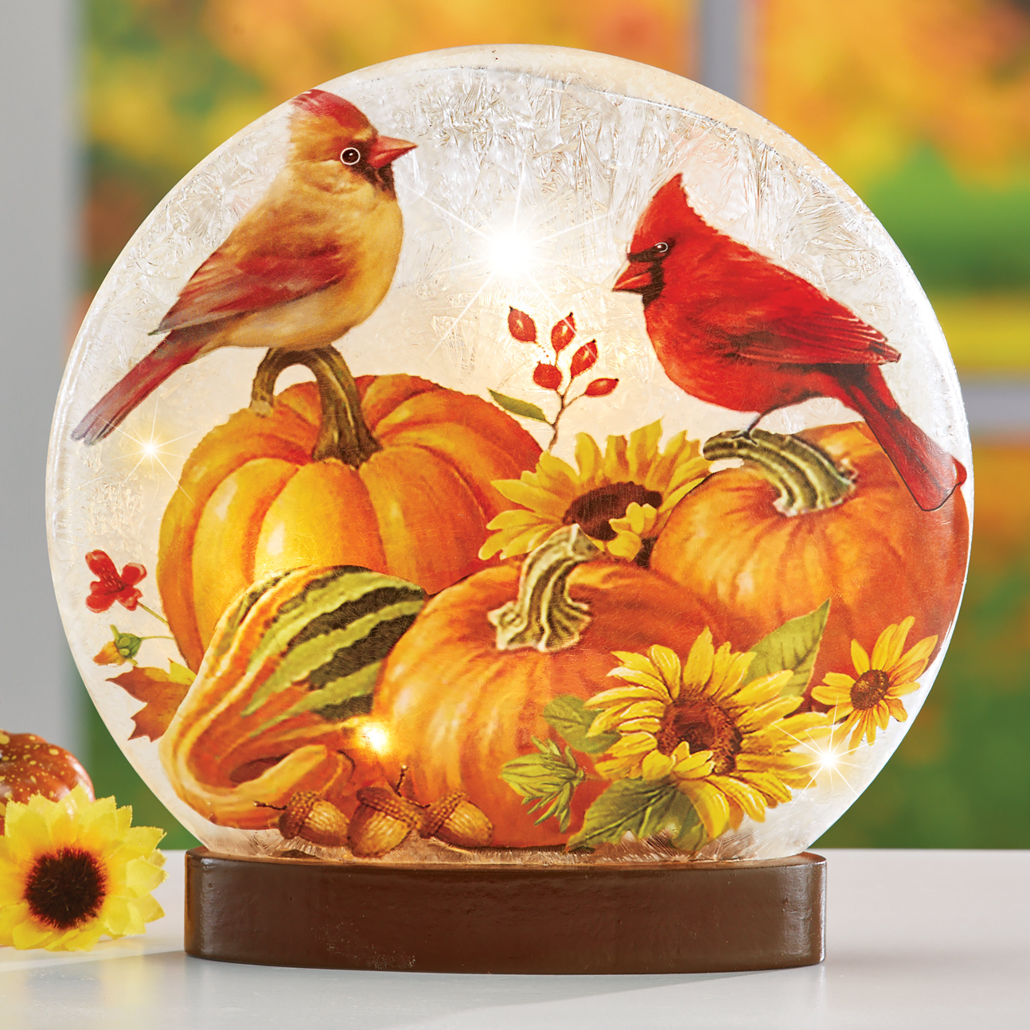 The Holiday Aisle® Seasonal Two Sided Design Cardinal Glass Light | Wayfair