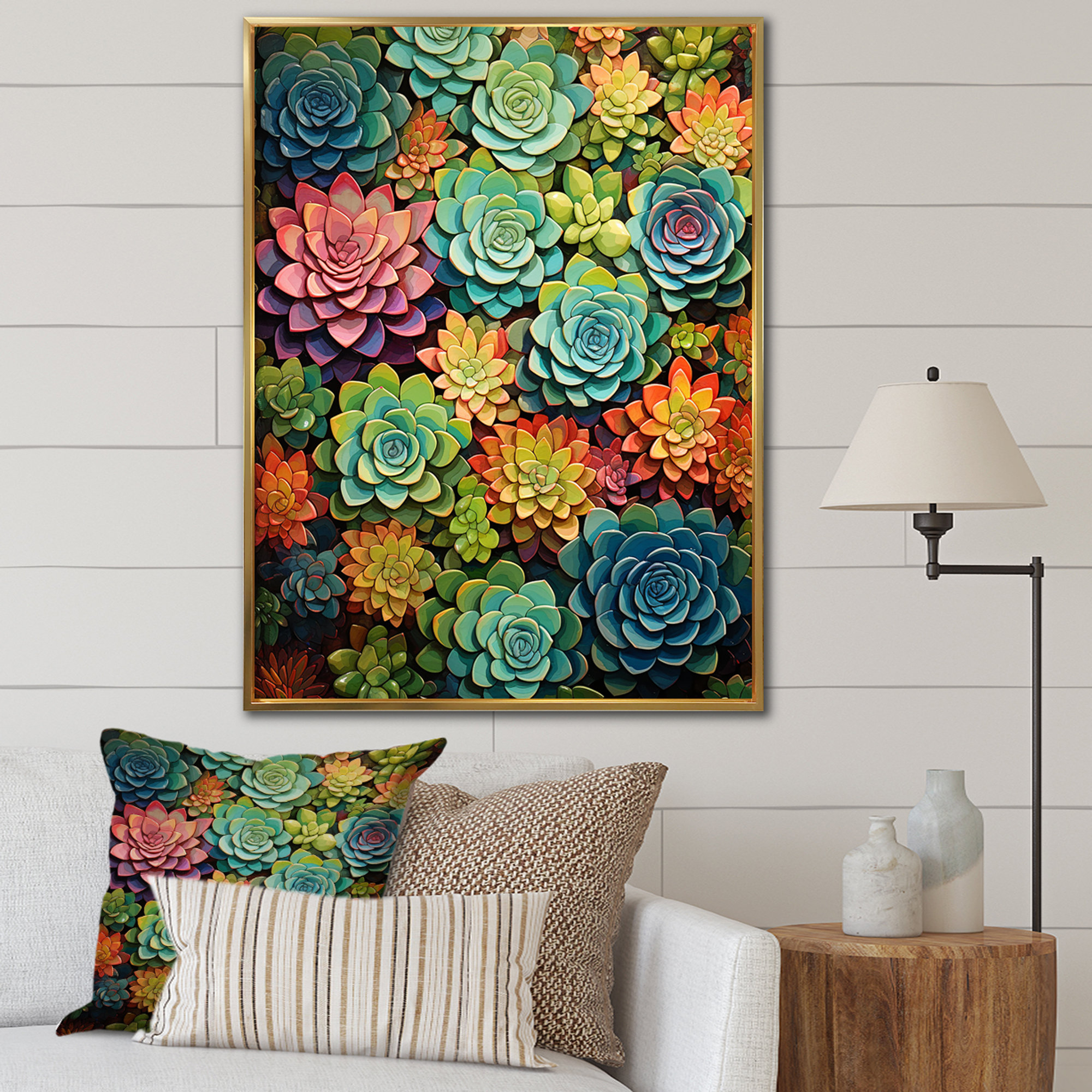 Dakota Fields Chantile Succulents Succulent Mosaic On Canvas Print ...