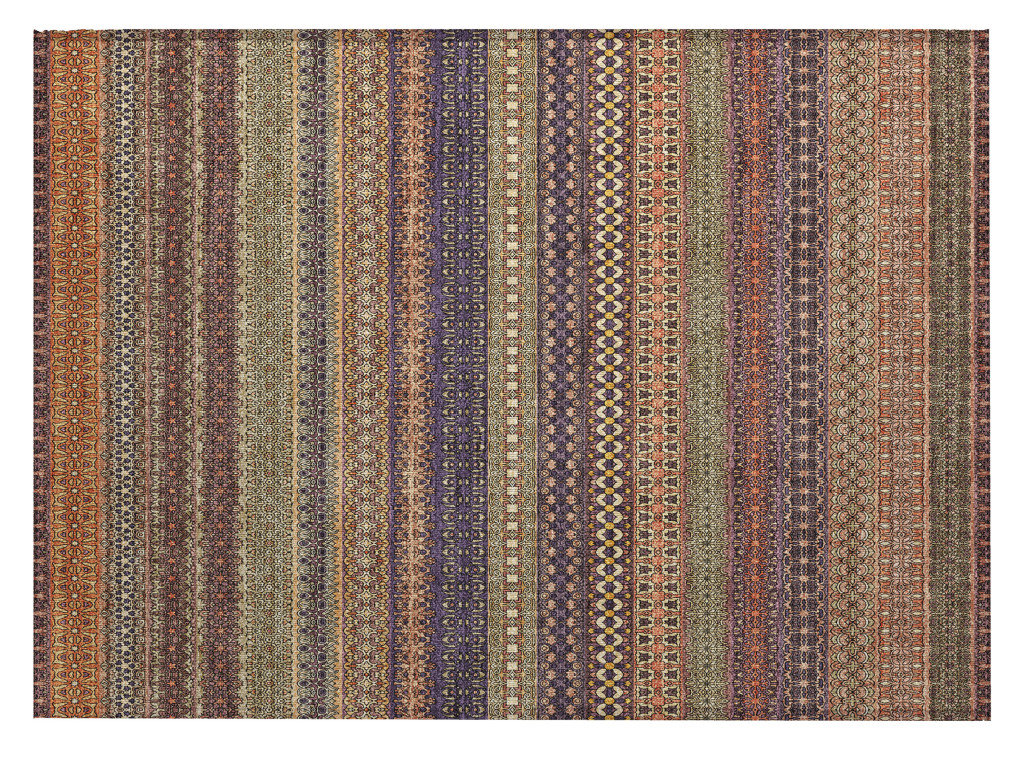 HomeRoots 2' X 3' Orange Striped Washable Non Skid Indoor Outdoor Area ...