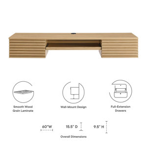 Modway Render Wall Mount Wood Office Desk & Reviews | Wayfair