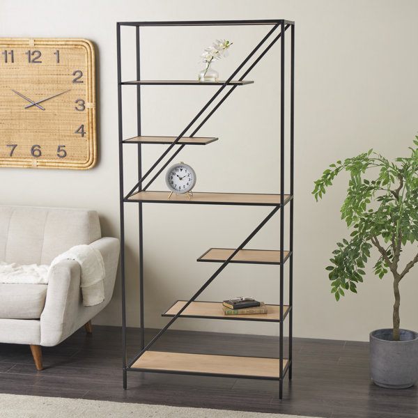 17 Stories Cole And Grey Wooden Diagonal Angled 6 Shelf Shelving Unit ...