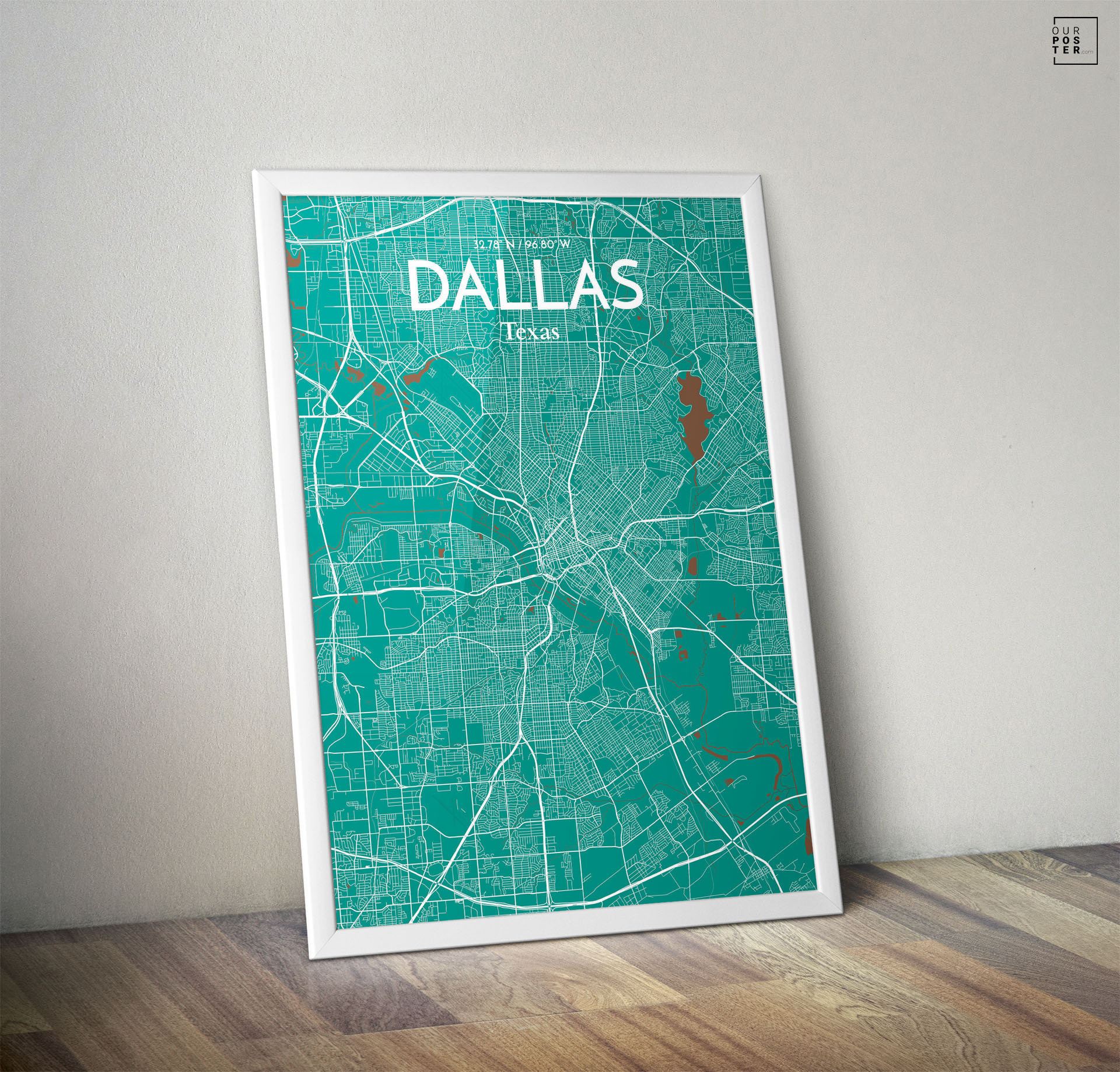 OurPoster.com 'Dallas City Map' Graphic Art Print Poster in Nature ...