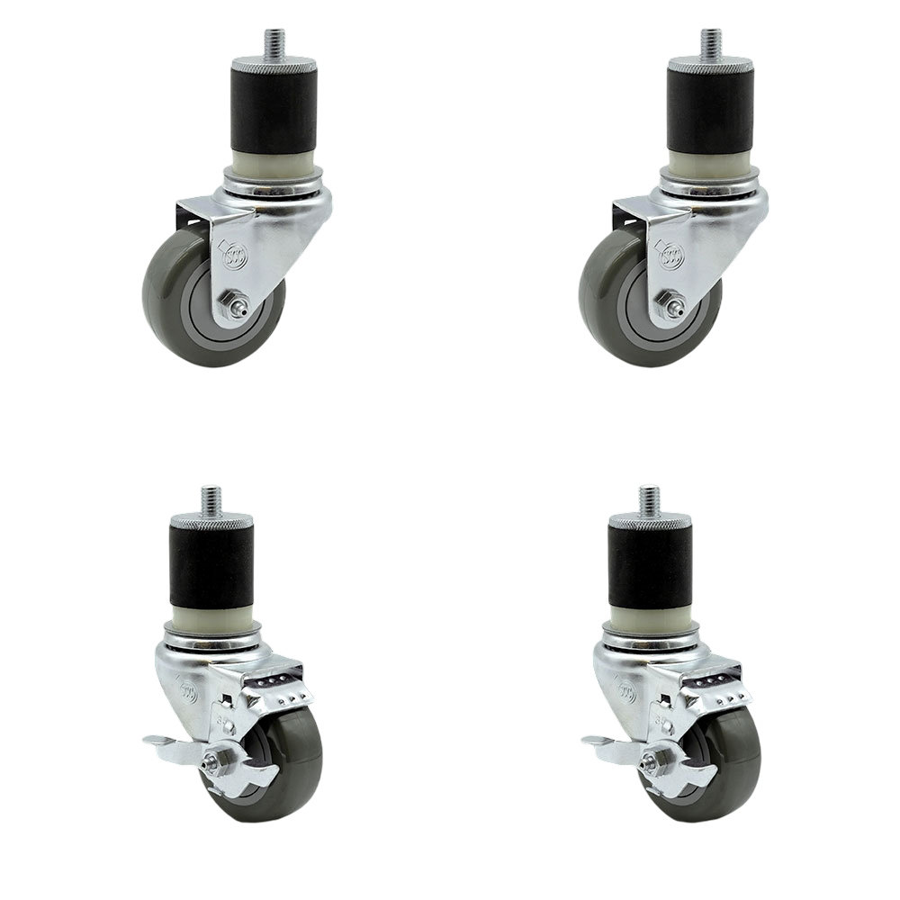 Service Caster 4 Piece Polyurethane Expanding Caster Set with 2 Brakes ...