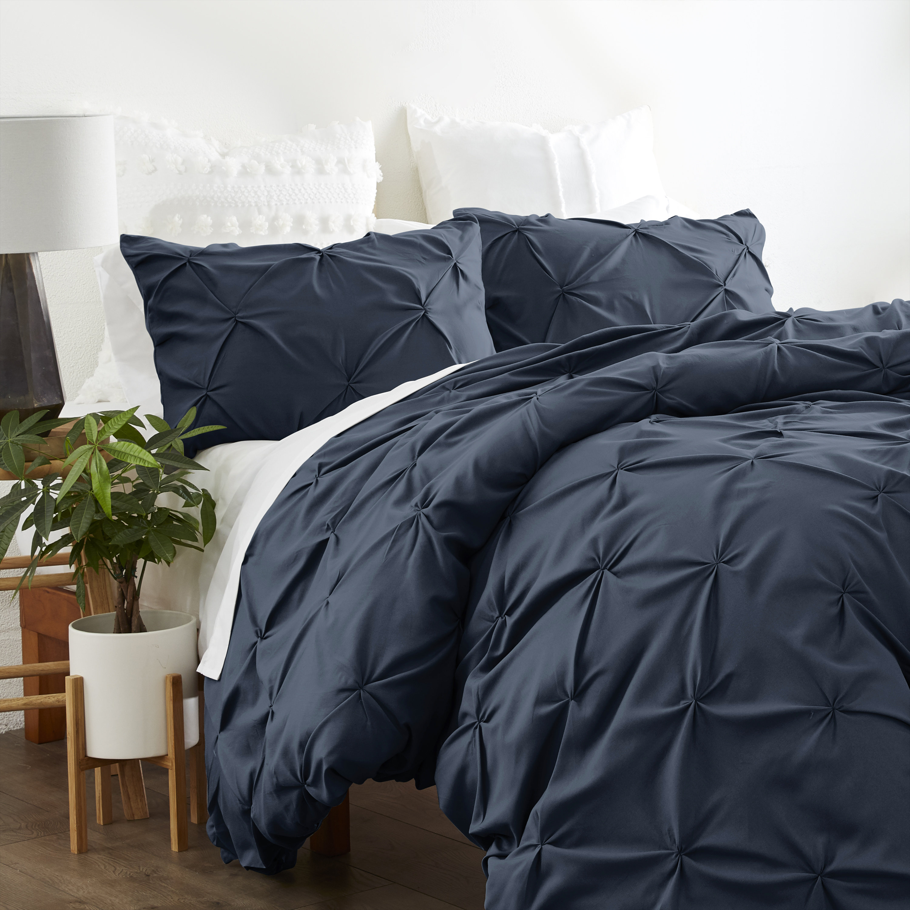 Becky Cameron Pinch Pleat Textured Duvet Cover Set & Reviews - Wayfair ...