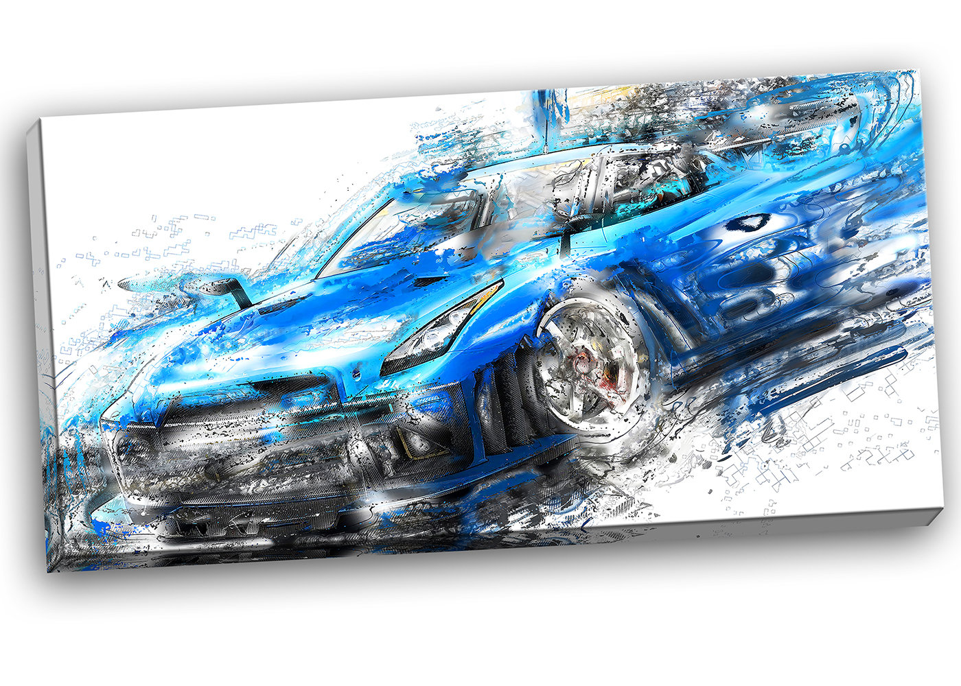 17 Stories Burning Rubber Blue Super Car Graphic Art on Wrapped Canvas ...