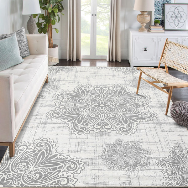 Bungalow Rose Saruf Machine Washable Floral Rug | Wayfair