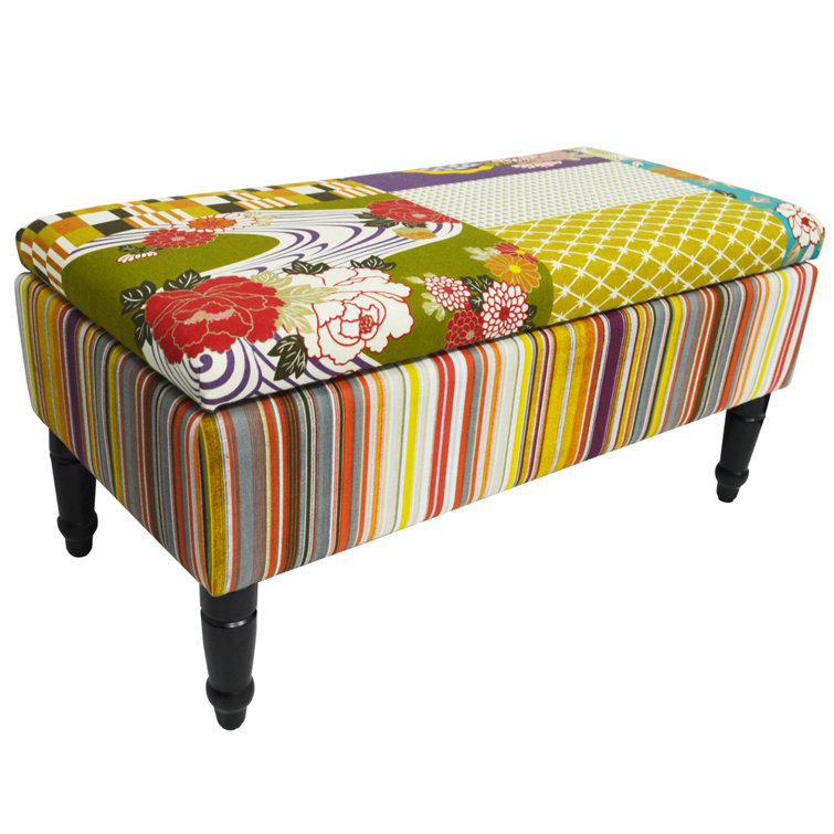 Marlow Home Co. Ceri 82cm Wide Rectangle Patchwork Storage Ottoman with ...