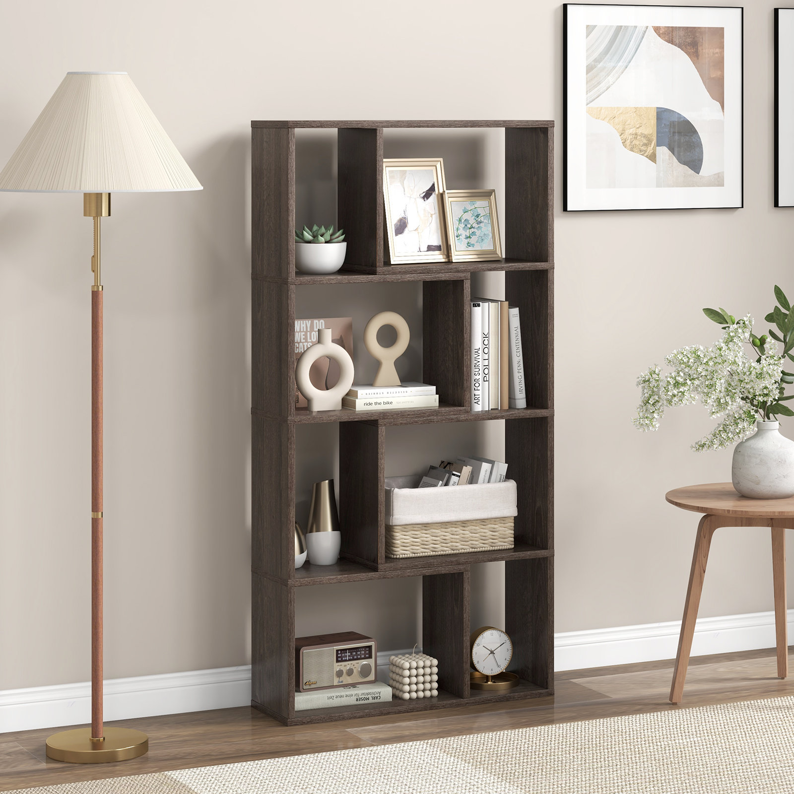 Kadehome 48" Geometric 4-Tier 8-Cube Bookshelf, 290 lbs Capacity, with ...