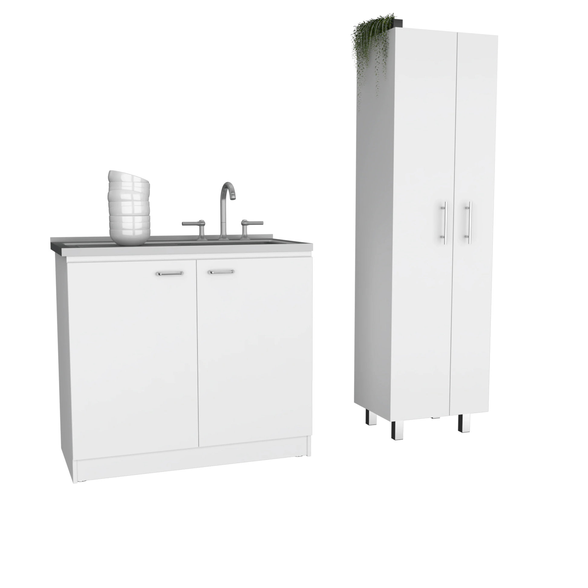 SnugglySolace 2 Kitchen Collection - Utility Sink Cabinet & Pantry With ...