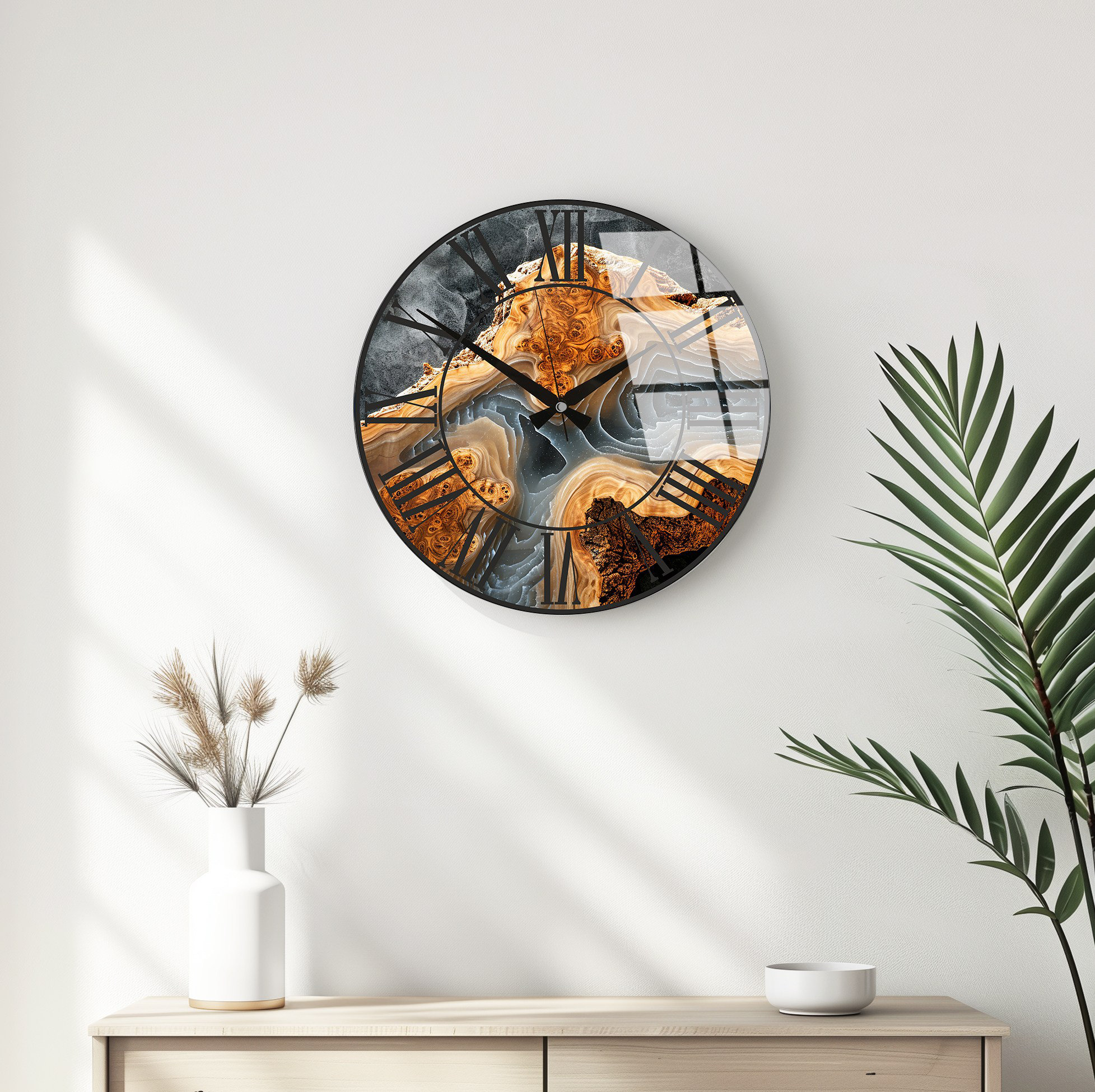 East Urban Home Decorative Glass Wall Clock | Wayfair