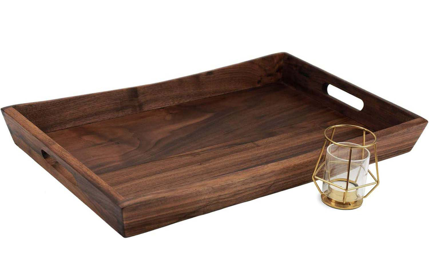 Wildon Home® 22 X 14 Inches Large Rectangle Curved Black Walnut Wood ...