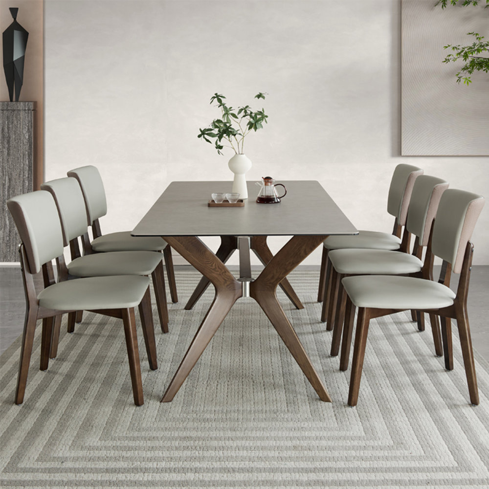 Greyleigh Minimalist Gray Rectangular Rock-Plate Table Chair ...