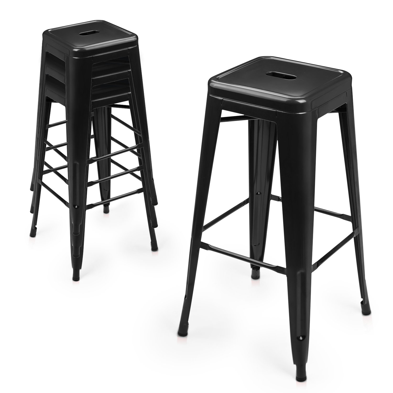 Williston Forge Caine 30" Stackable Metal Bar Stools, Indoor Outdoor ...