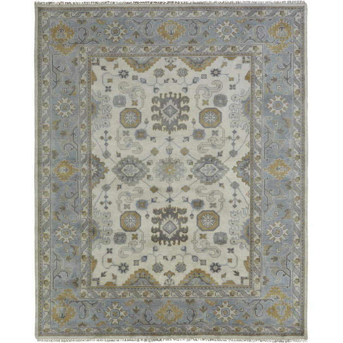 Madison Couture Rugs Hand Knotted Wool Ivory/Blue Area Rug & Reviews ...