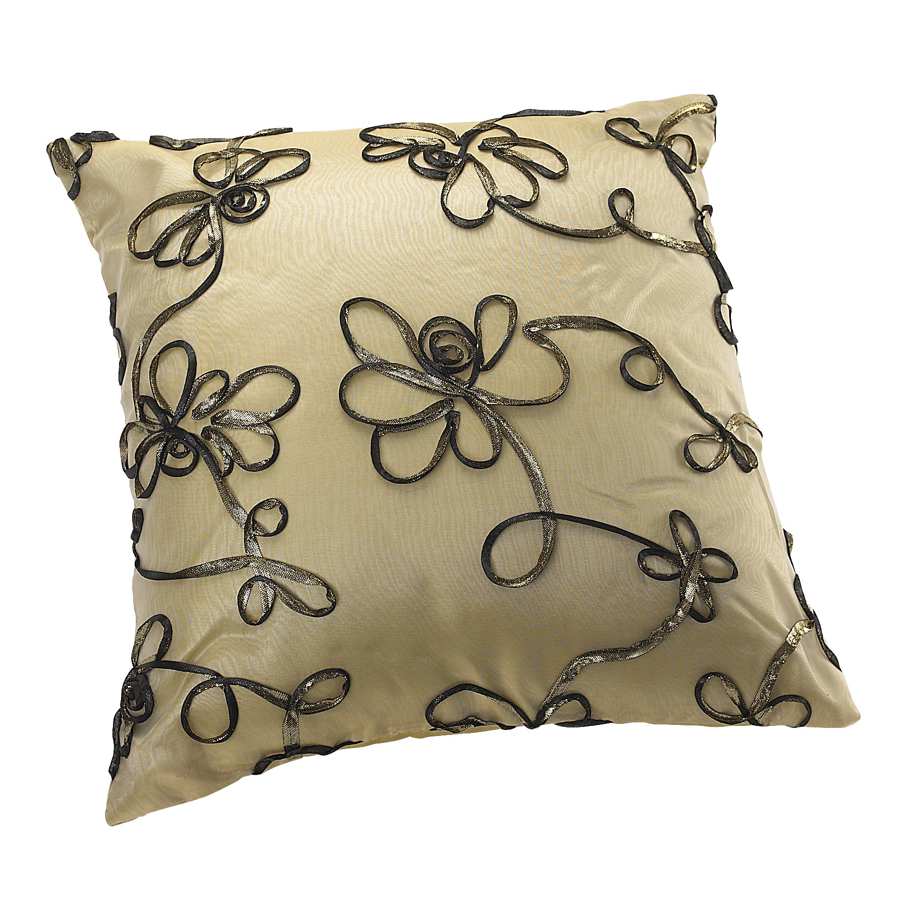 Violet Linen Venetian Embroidered Floral Design Decorative Throw Pillow ...