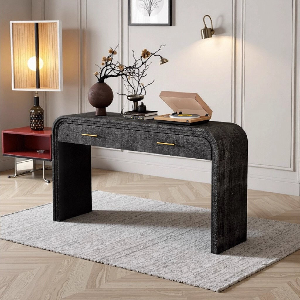 Alcott Hill® Unique Retro Silhouette Console Table with Open Style, Two ...