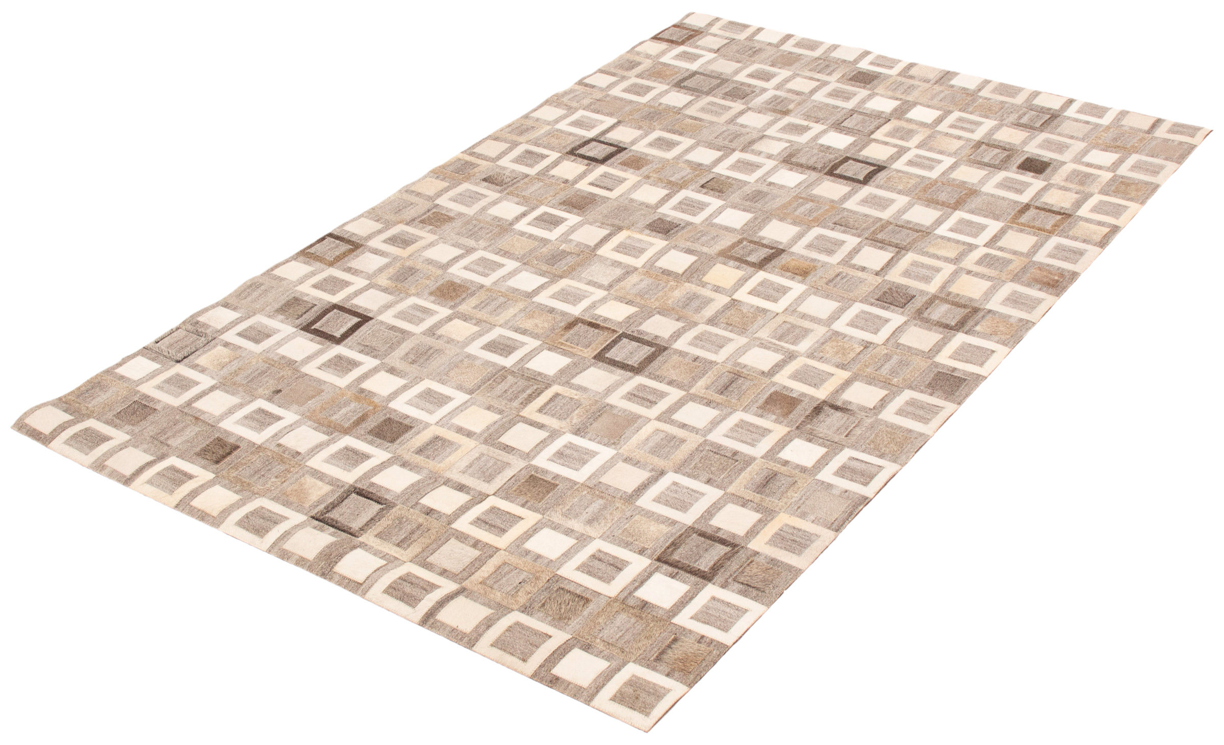 Hokku Designs Arunima Geometric Handmade Leather/Jute Grey/White Area ...