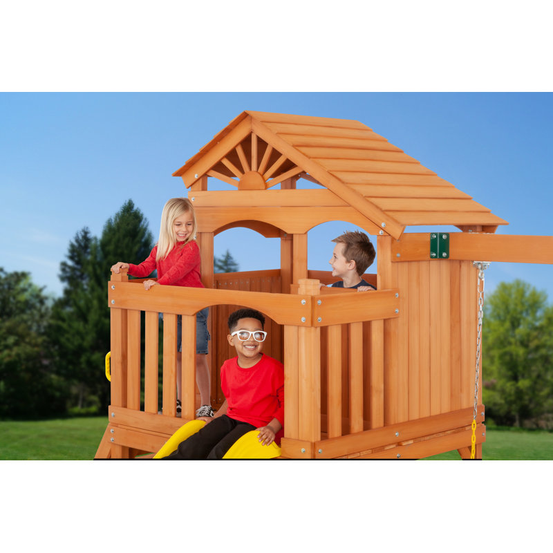 Creative Cedar Designs Timber Valley Swing Set with Wooden Roof ...