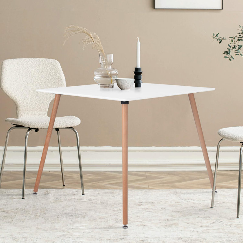 George Oliver Modern Functional White Table With Wooden Legs | Wayfair