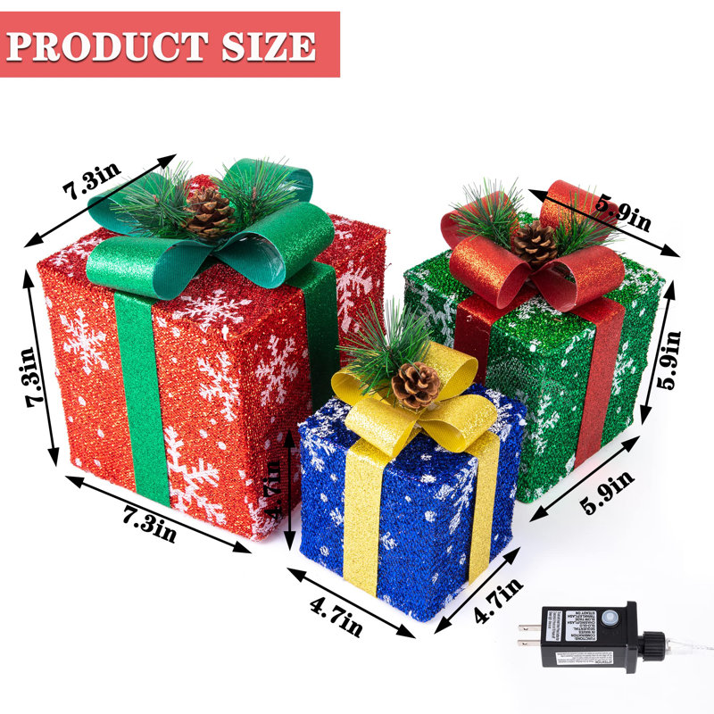 The Holiday Aisle® Set Of 3 Christmas Lighted Gift Boxes | Wayfair