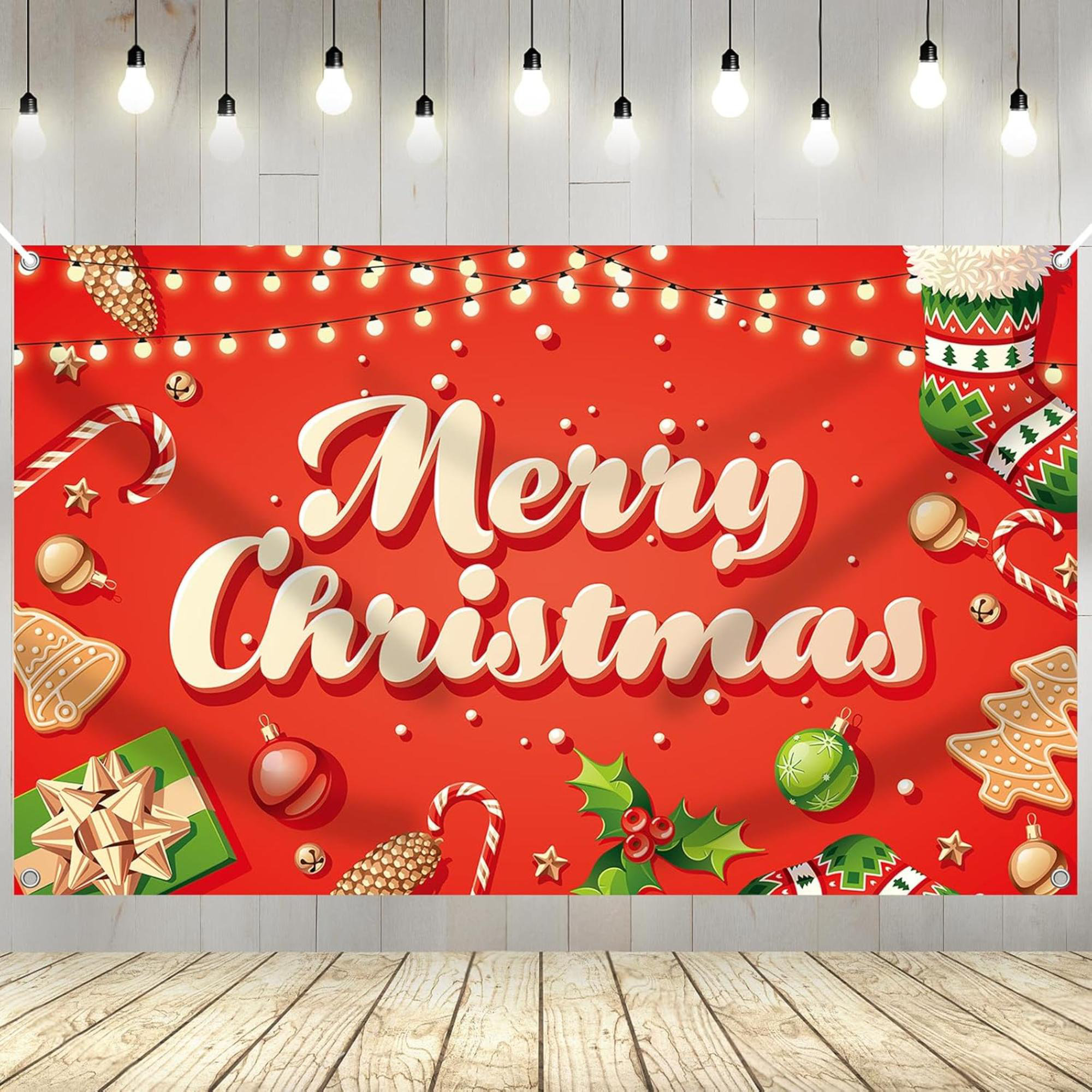The Holiday Aisle® Merry Christmas Banner Decorations - 72X44 Inch ...