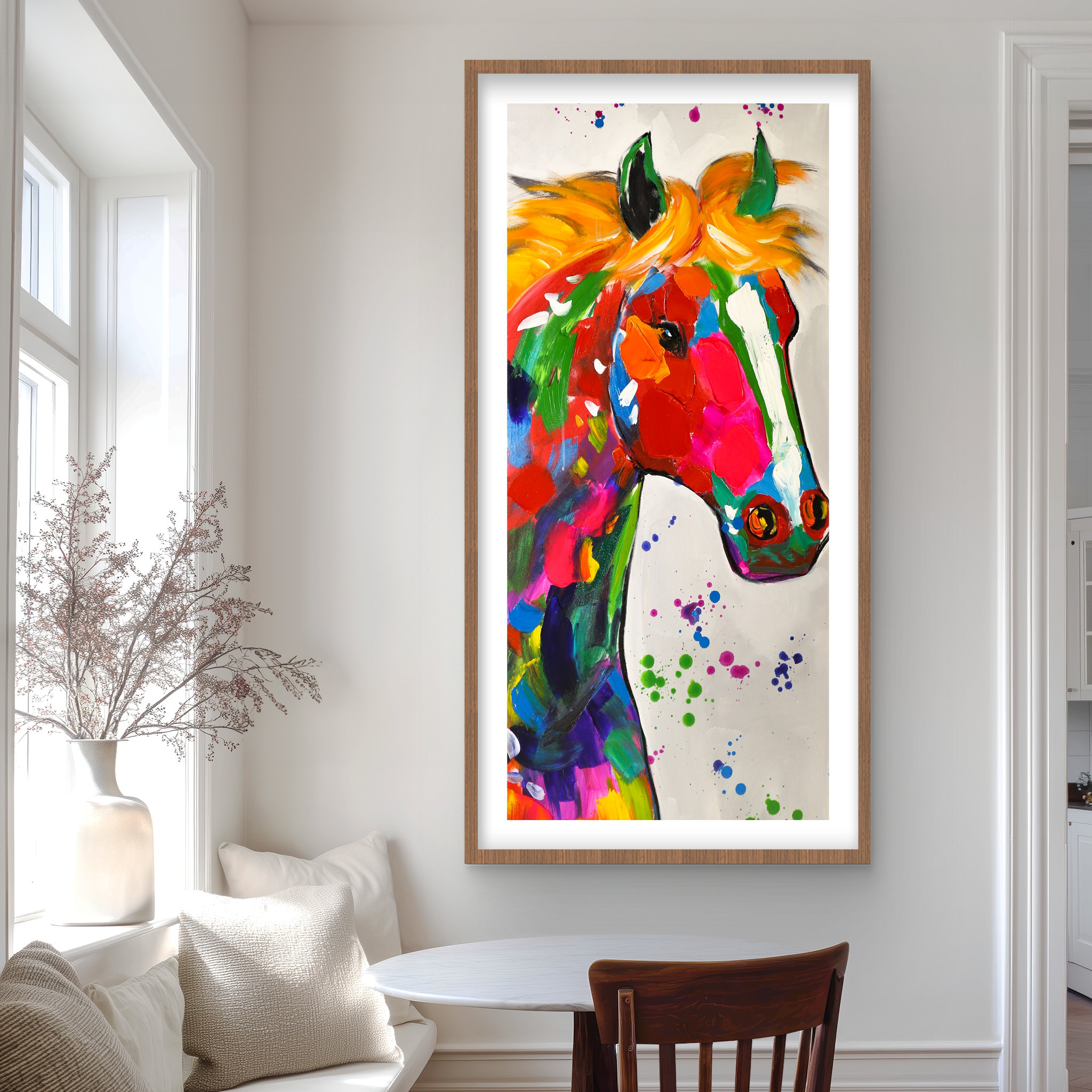 Lark Manor™ Abstract Colorful Horse Print - Framed Matted Art for Decor ...