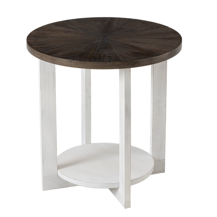 Loon Peak® Gunnison Rustic Farmhouse Round Table with Storage Shelf ...