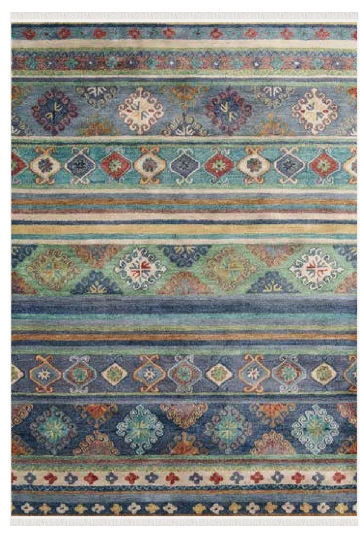 Rugpera Dehn Blue Color Geometric Design Carpet Machine Woven Polyester ...
