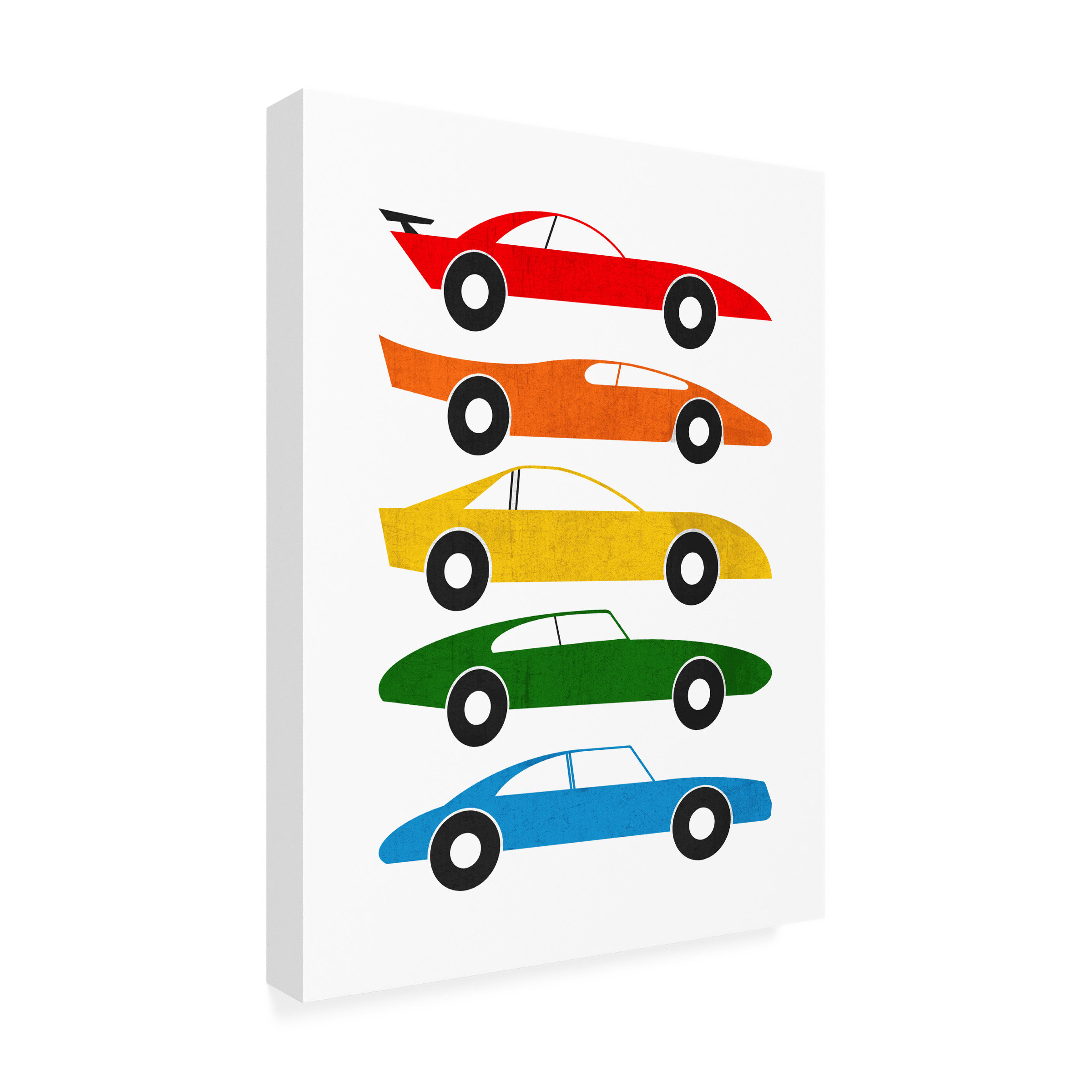 Ebern Designs Tom Quartermaine Colourful Mid Century Cars On White ...