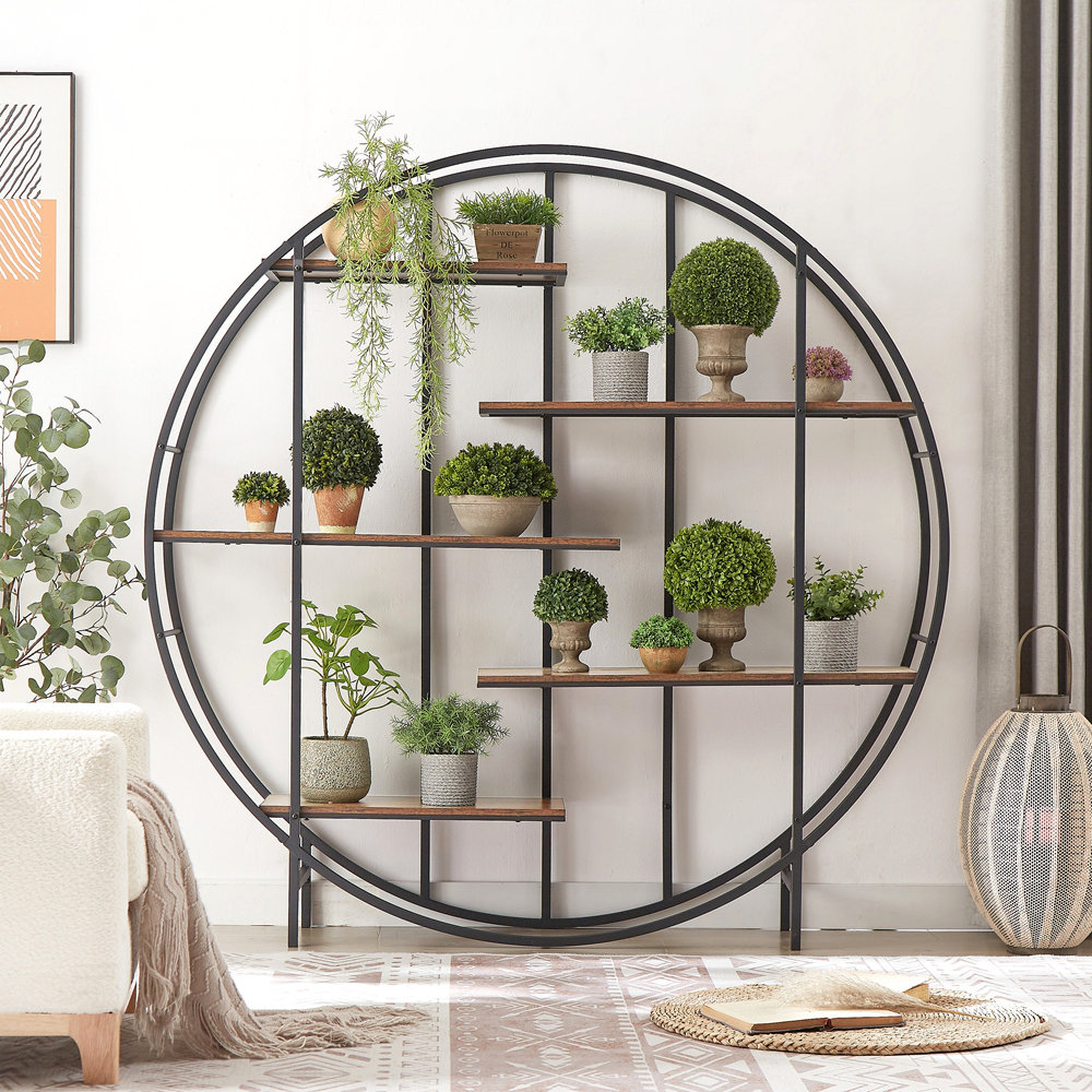 17 Stories Round 5-Tier Plant Stand Bookcase Storage Rack, Indoor ...