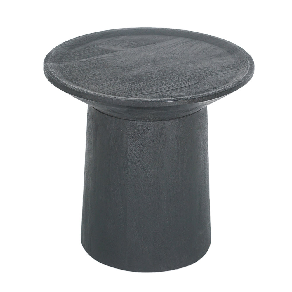 Latitude Run® 20x20x19" Round Wooden Pedestal Side Table, Black | Wayfair