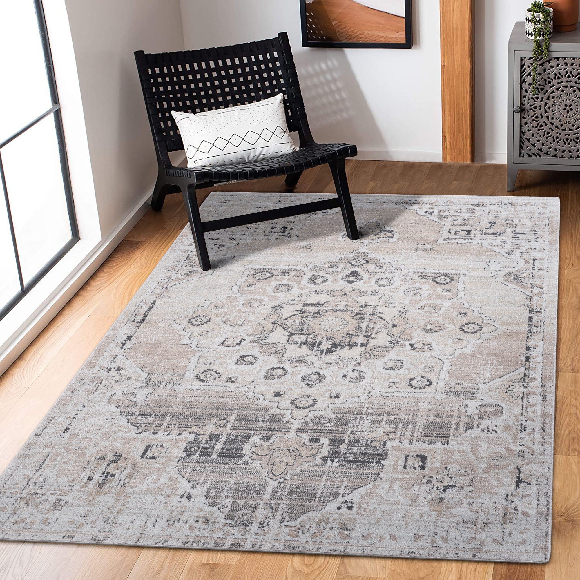 Williston Forge Naar Payas Area Rugs, Cream/Beige/Medallion Accent ...