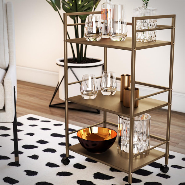 Mercer41 Small Bar Cart For The Home, 3 Tier Rolling Cart With Wheels ...