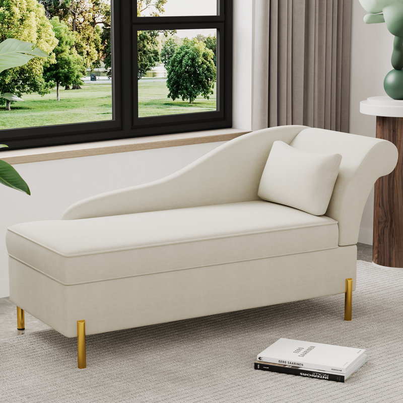 Mercer41 Driscilla Right-Arm Chaise Recessed Arm Chaise Lounge with ...