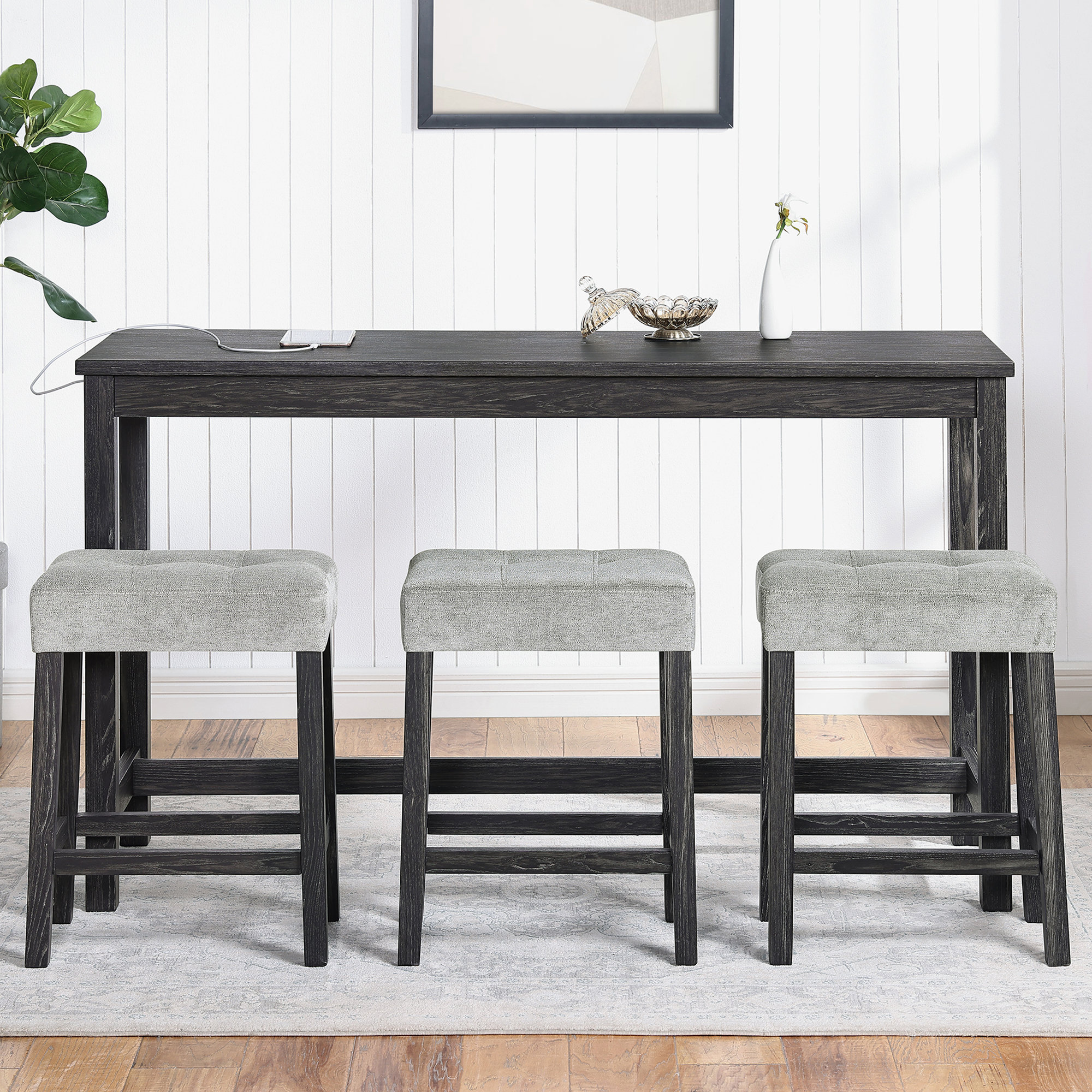 Corrigan Studio® Rectangular 20'' L x 60'' W Restaurant Dining Set ...