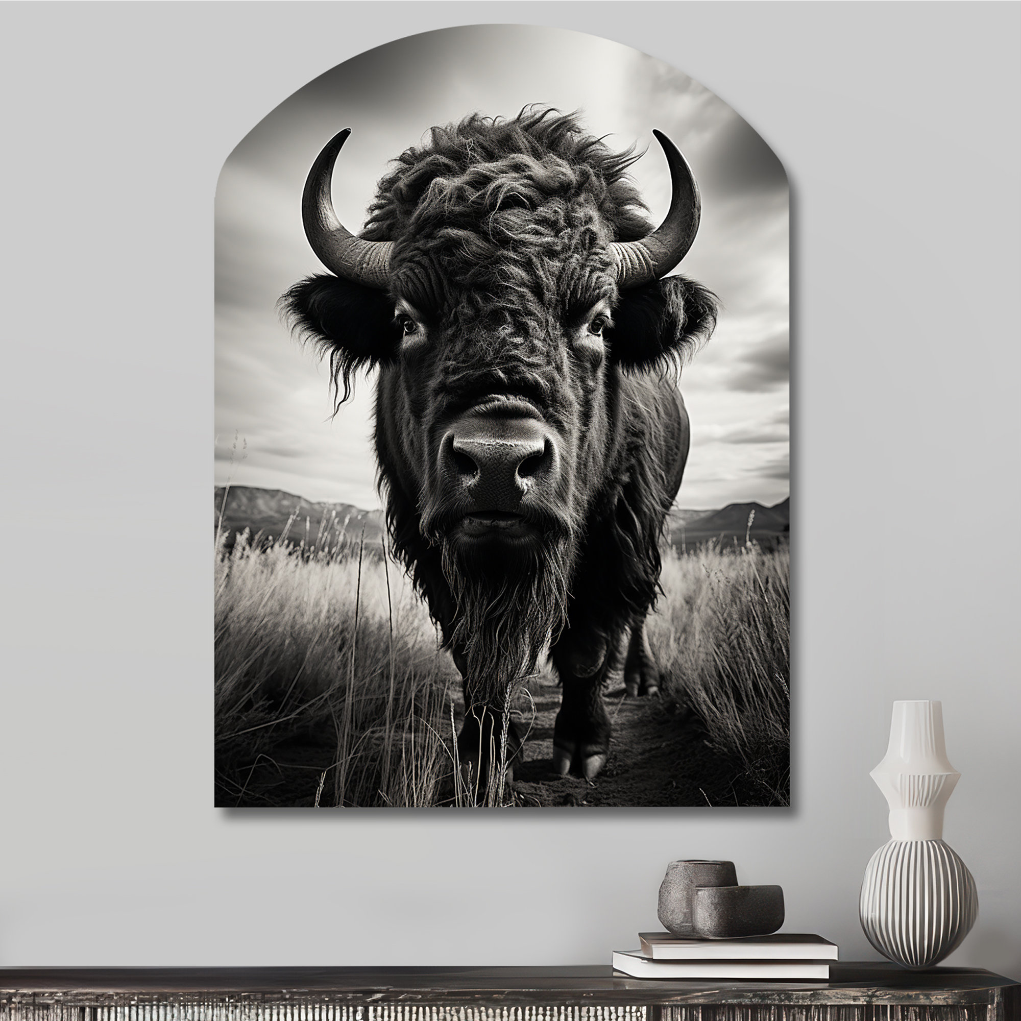 Design Art Bison Tales Of The Prairies - Asymmetrical Bison Metal Wall ...