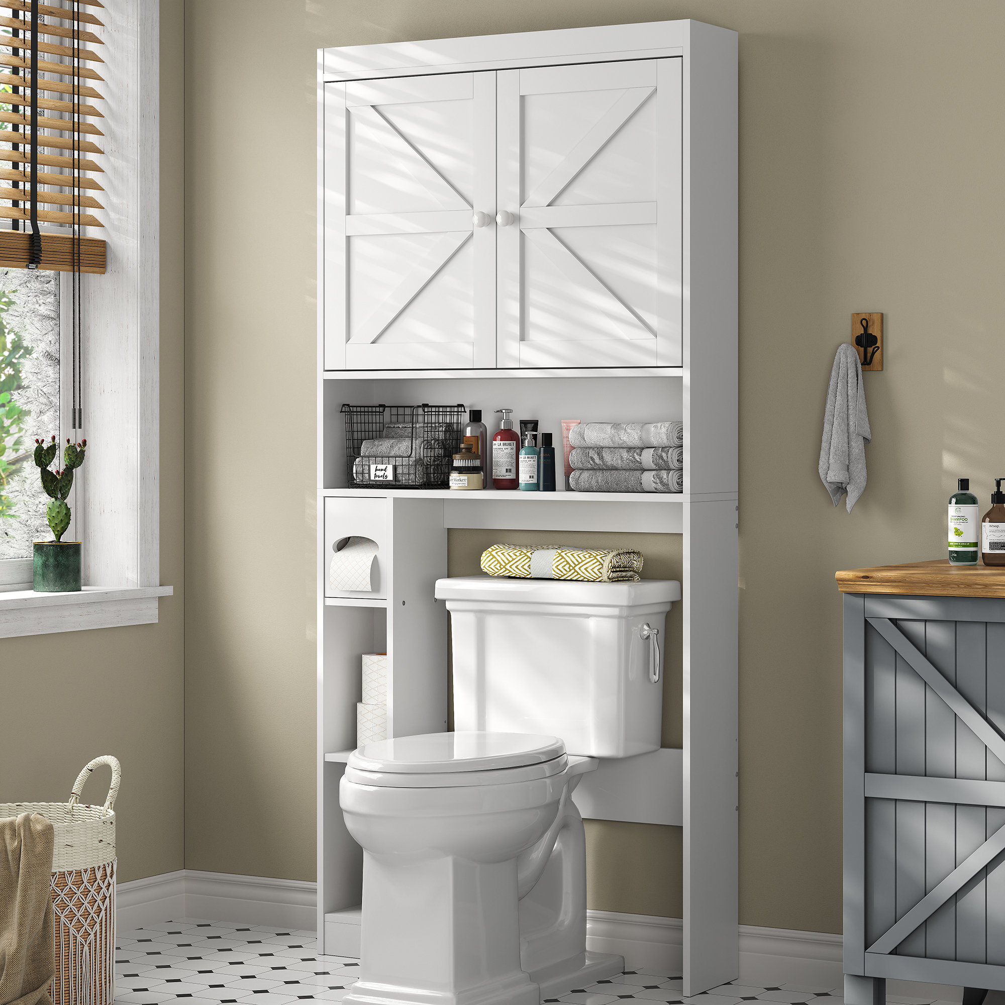 Gracie Oaks Laxmy Freestanding Over The Toilet Storage,Bathroom Storage ...