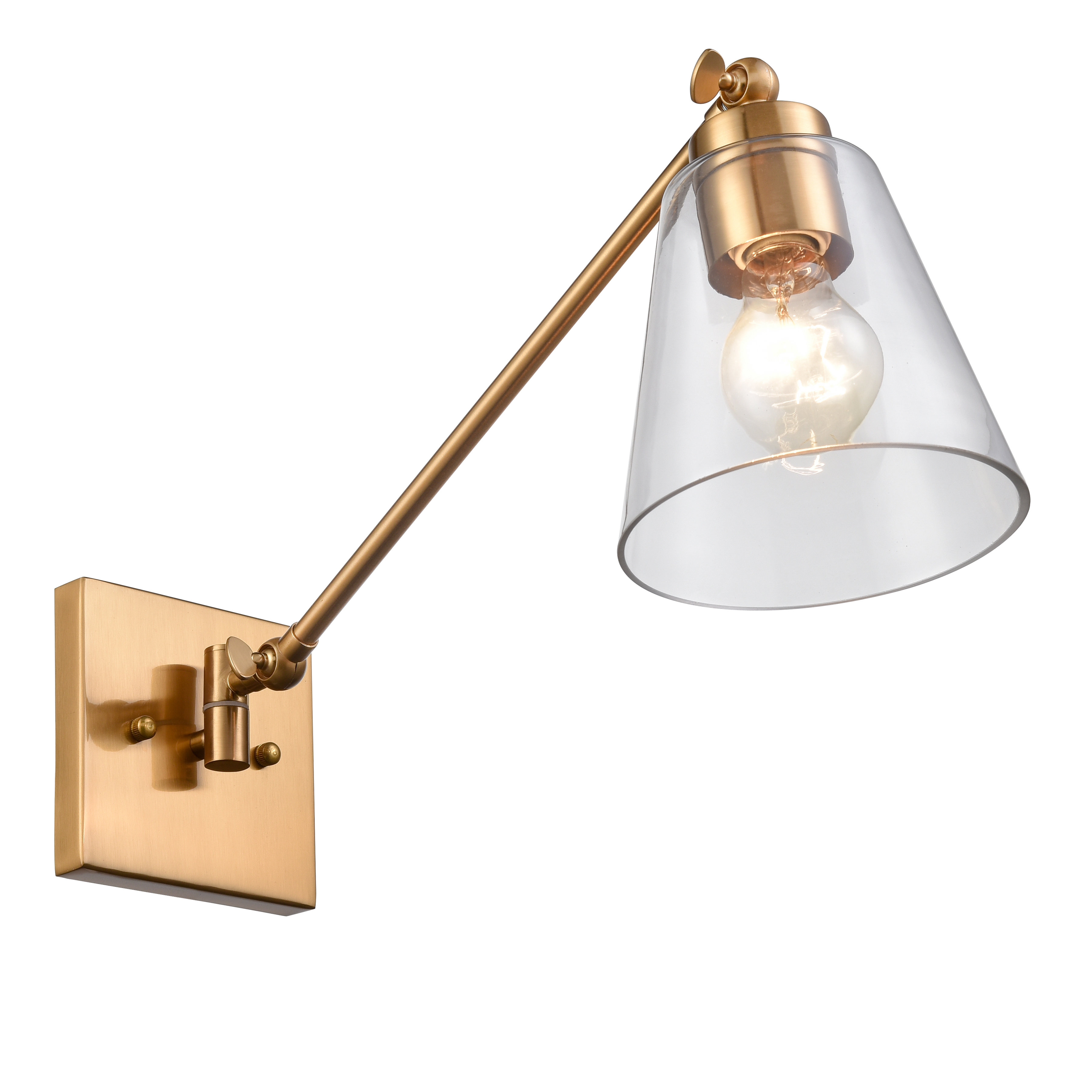 Ivy Bronx East Point 14.5'' High 1-Light Swingarm Sconce - Satin Brass ...