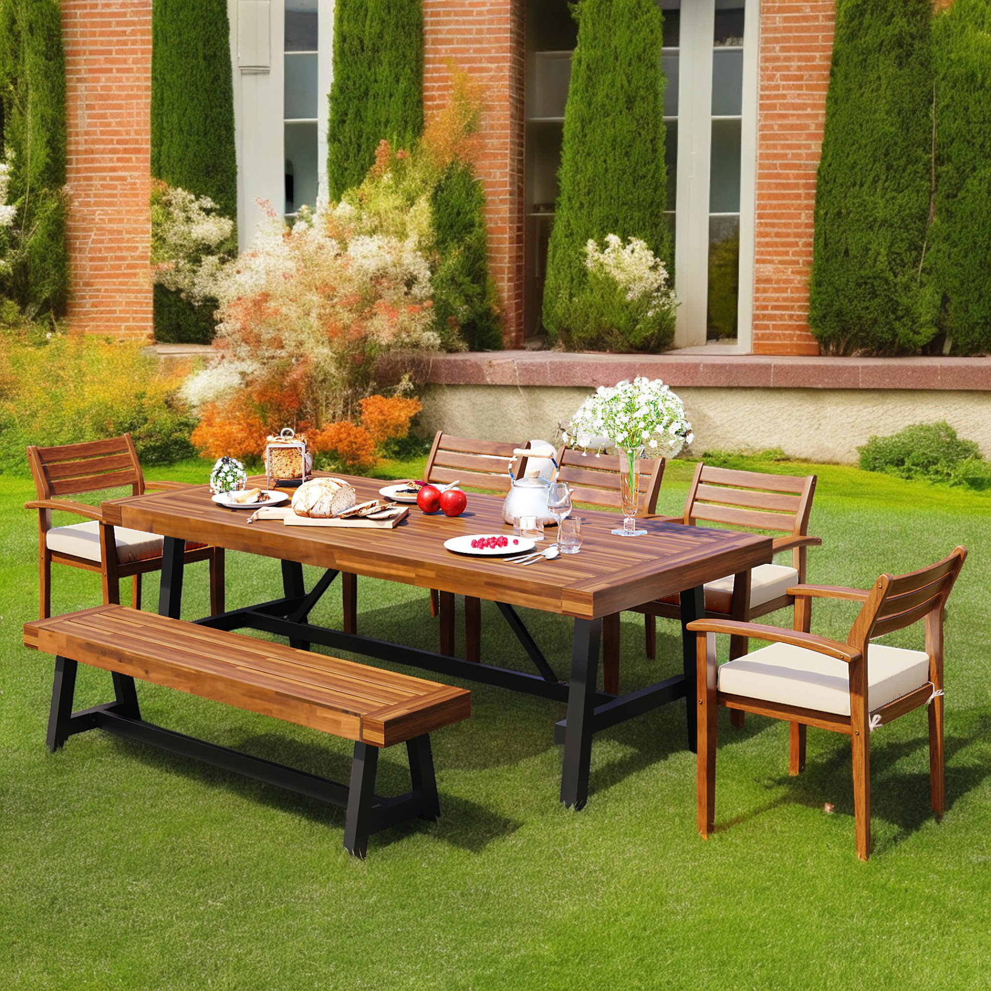 Loon Peak® Jelyssa 8 - Person Rectangular Outdoor Dining Set with ...