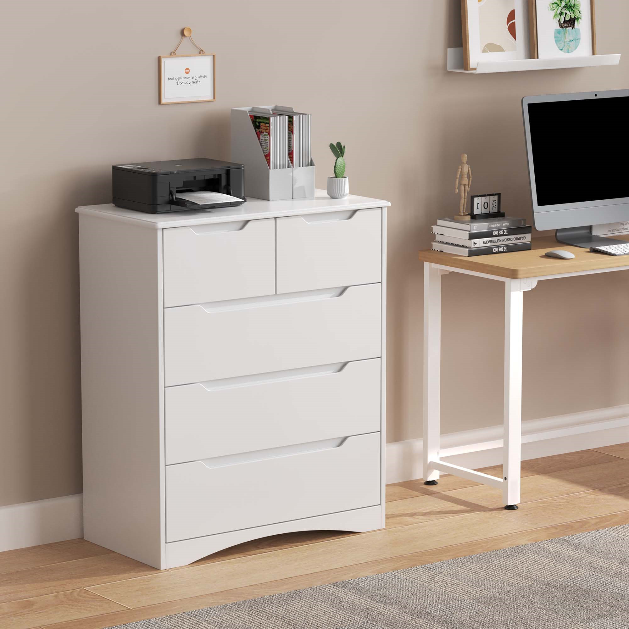 Ebern Designs 37-Inch Tall Five-Drawer Upright Dressing Table/Storage ...