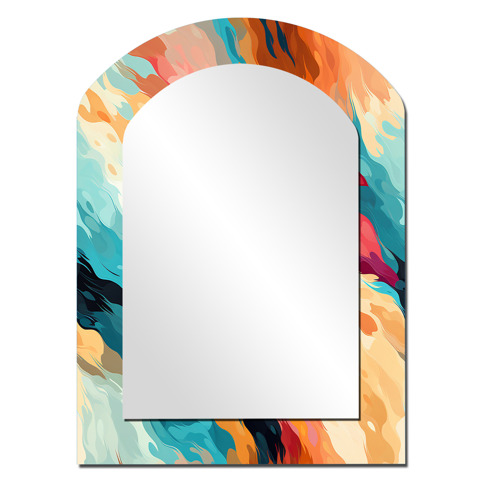 Design Art Multicolor Feather Fury - Modern Arch Wall Mirror | Wayfair