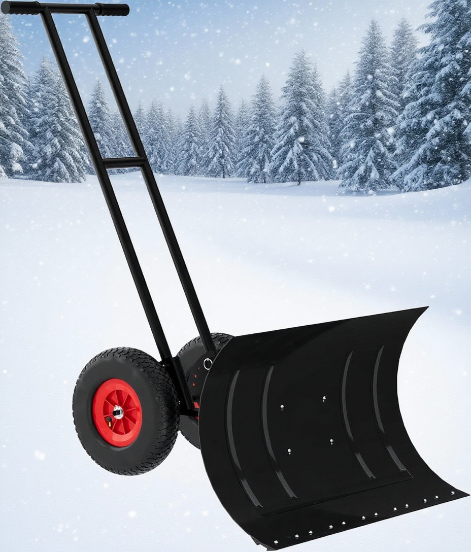 HAUSPROFI Double Rod Snow Shovel Pusher, with Wheels | Wayfair.co.uk