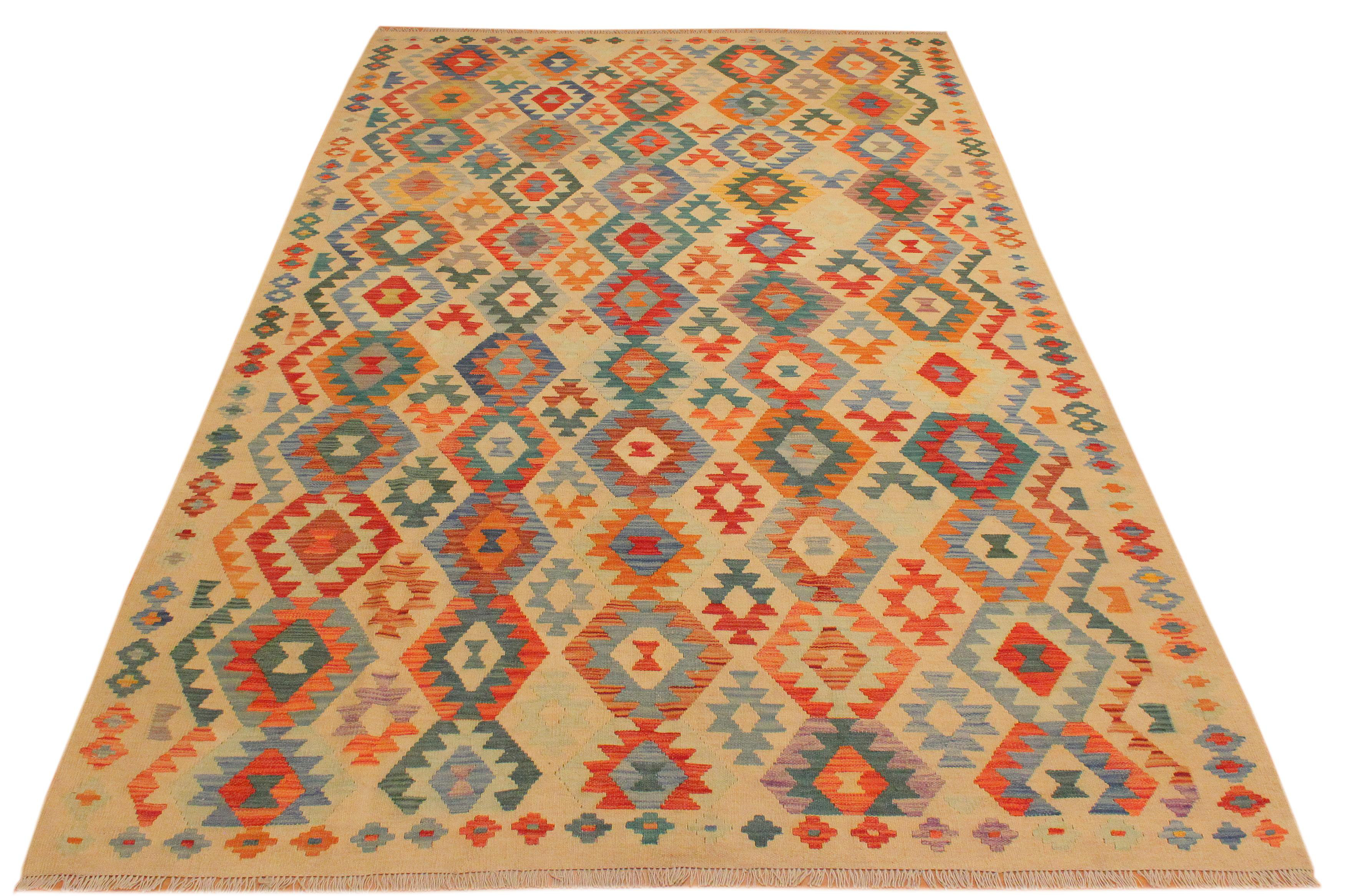 Isabelline One-of-a-Kind Sinclair Handmade Kilim Wool Orange/Blue Area ...