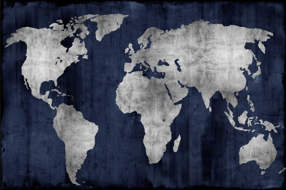 Longshore Tides The World - Silver On Blue Poster Print By Russell ...