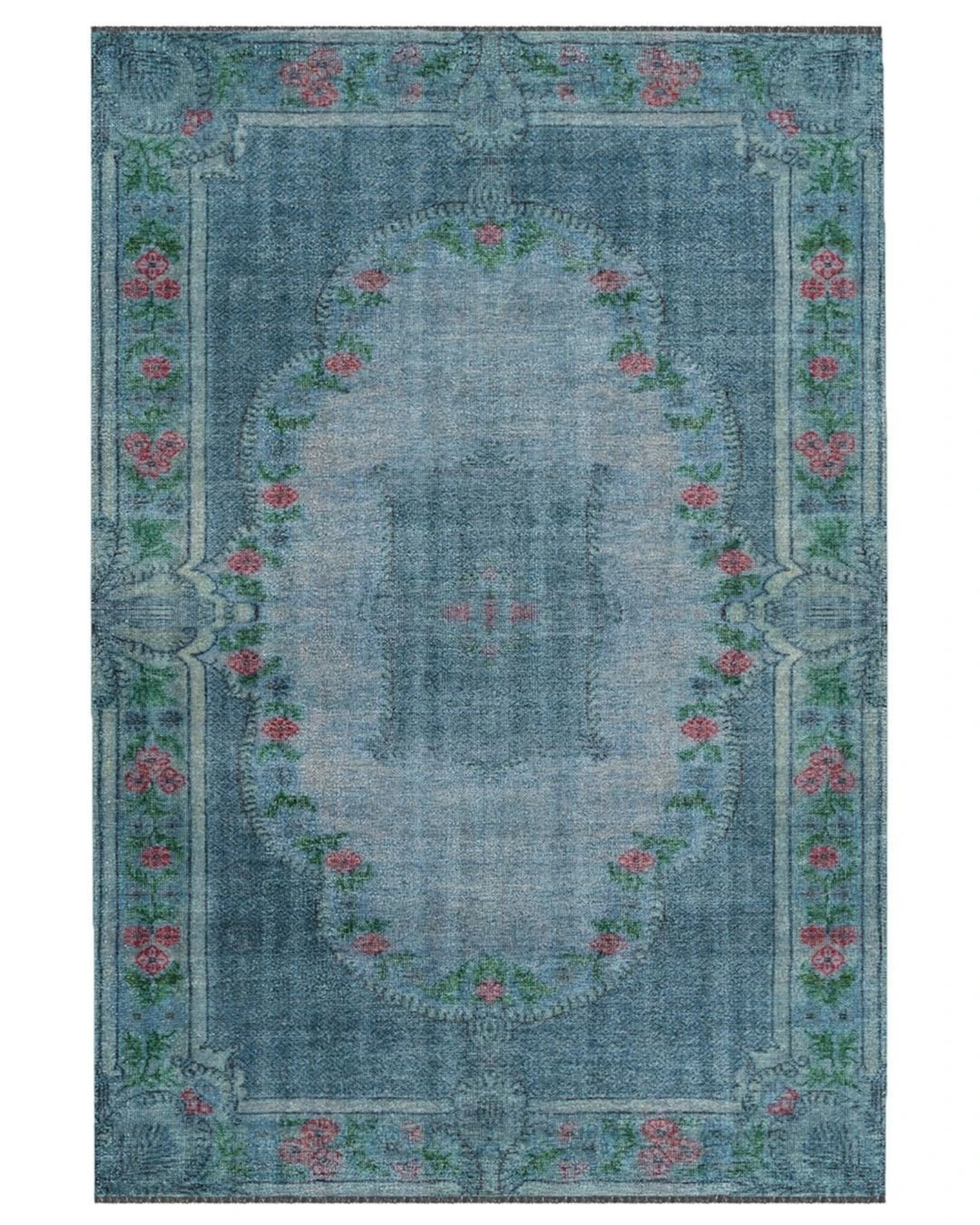Dakota Fields Cece Floral Blue Machine Woven Cotton Polyester Area Rug ...