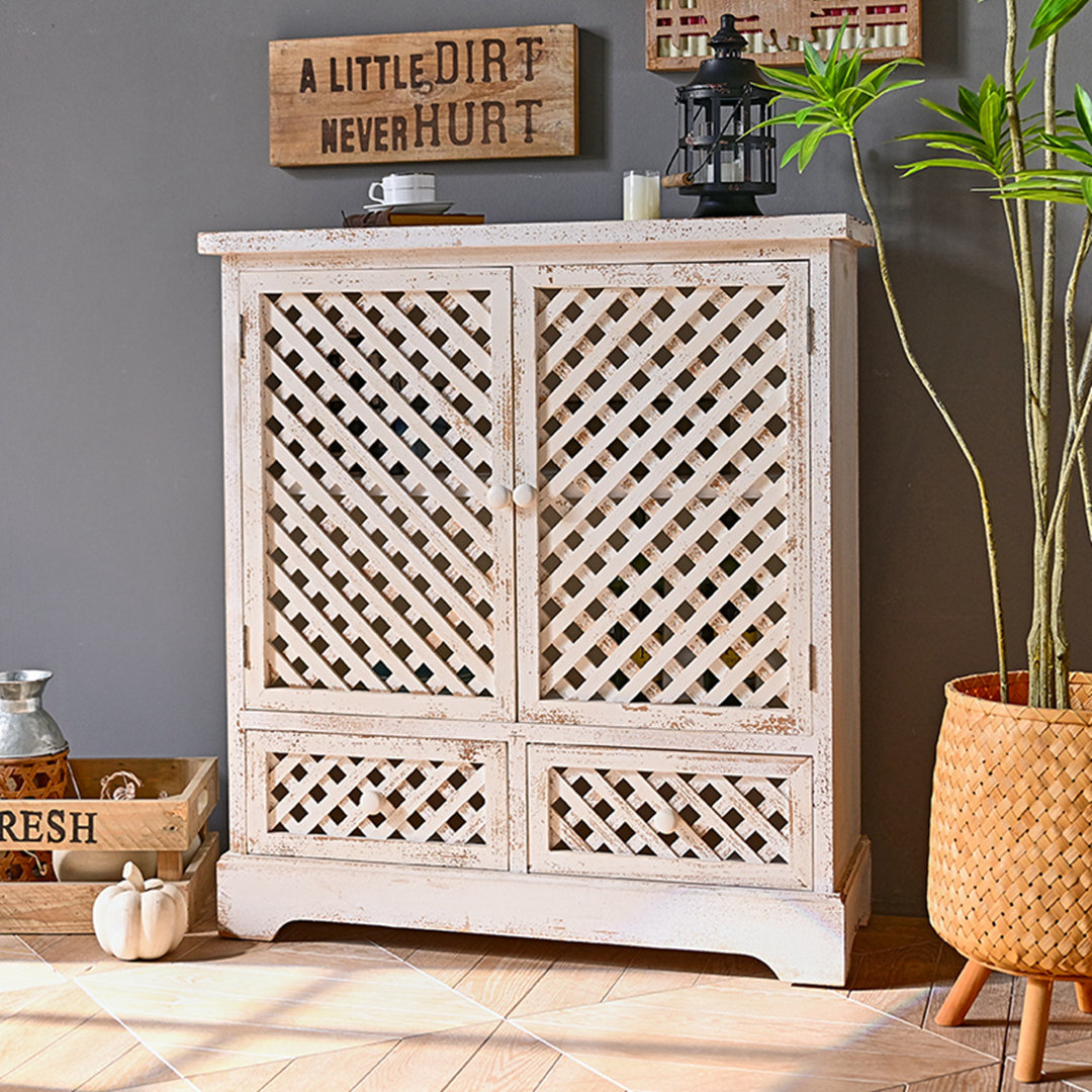 August Grove® Accent Rustic Wooden Sideboard Cabinet | Wayfair