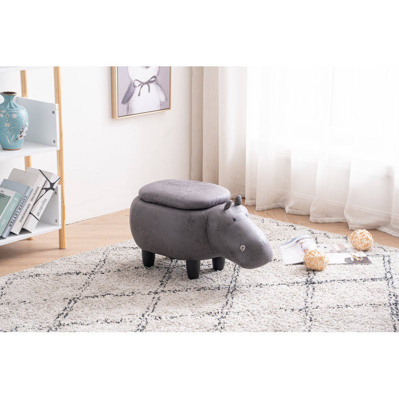 World Menagerie 14.17" Wide Faux Leather Hippo Storage Ottoman | Wayfair